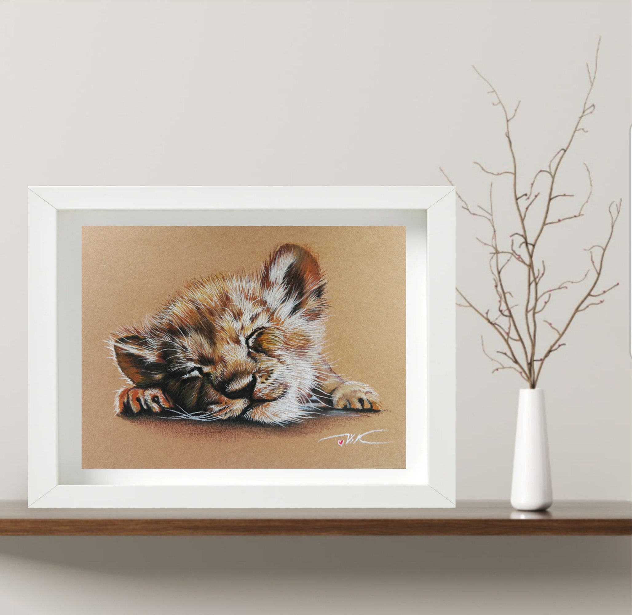 Lion Cub Painting Original Art Animals Painting Small Wall Art - Etsy