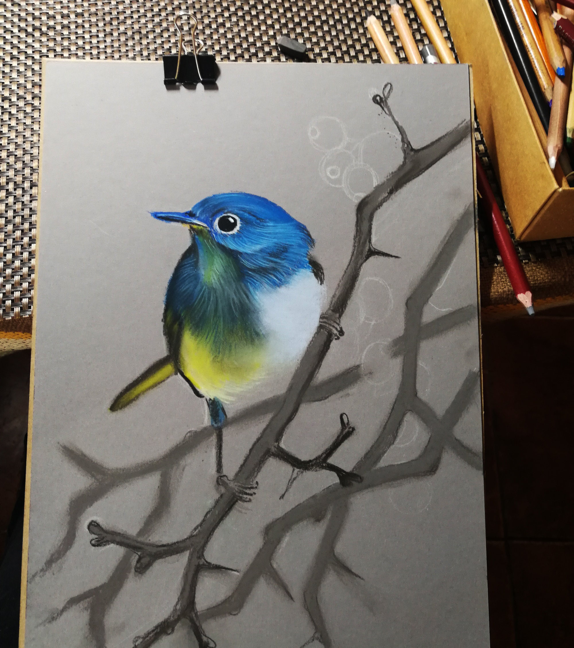 Painting Blue Bird Original Art Birds Painting Small Wall Art - Etsy