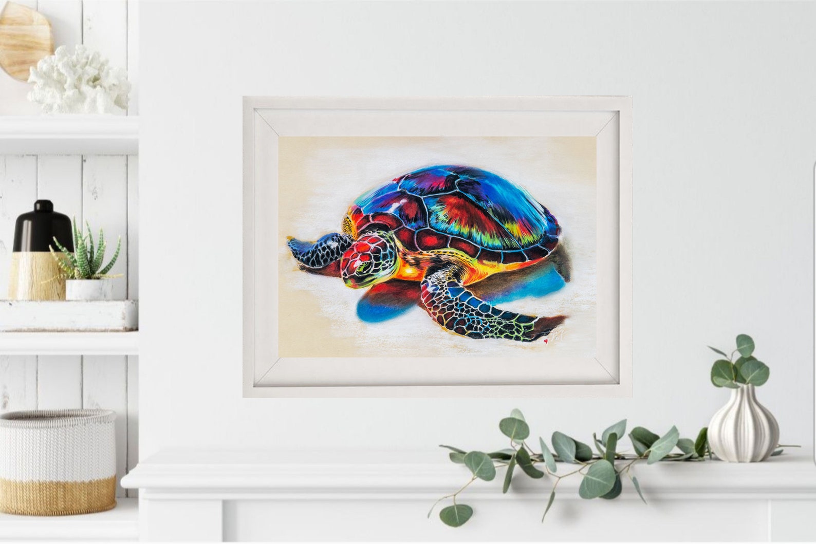 Turtle Painting Animals Original Art Marine Animals Pastel - Etsy