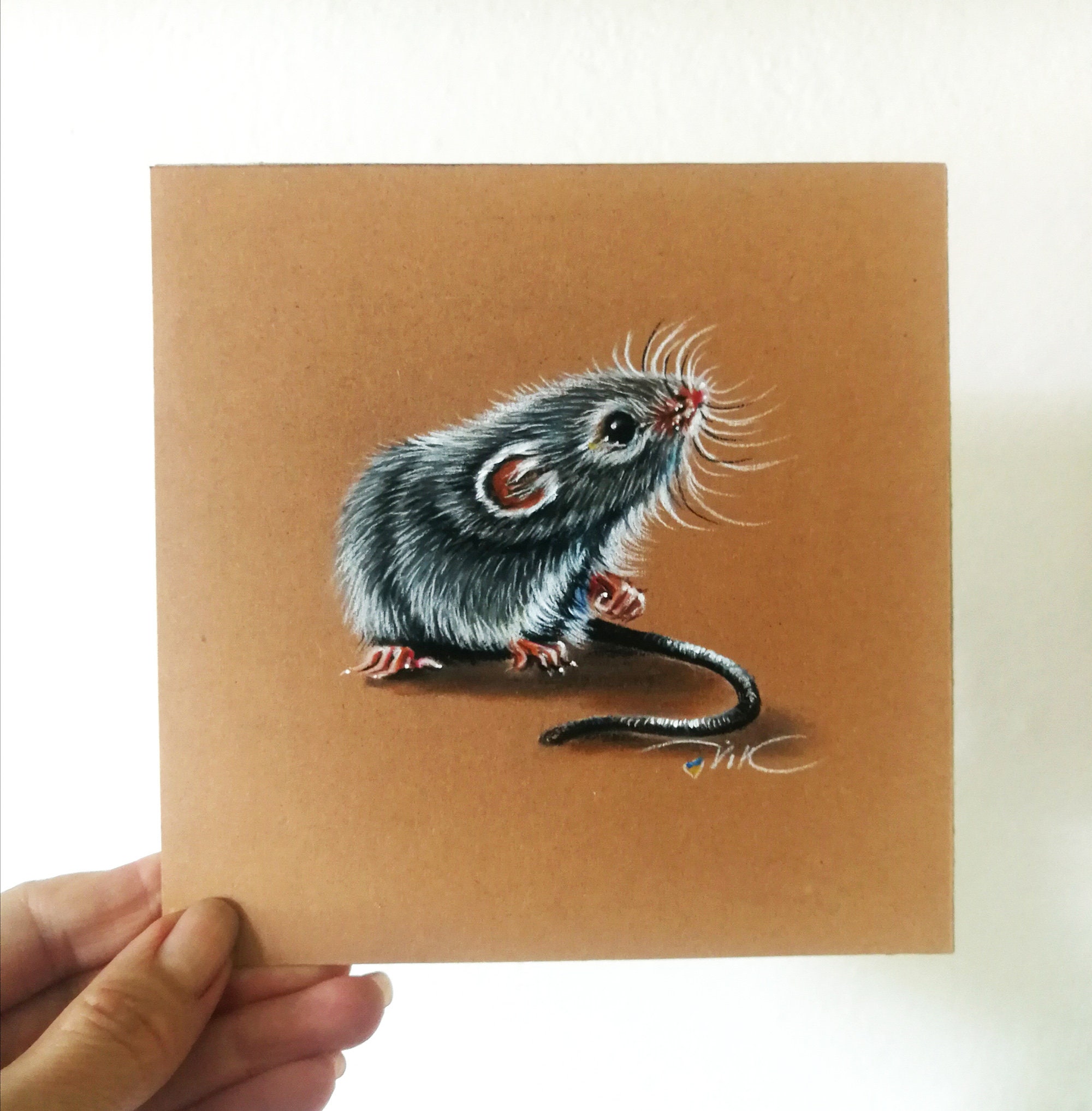 Mouse Painting Animals Original Art Animals Painting Pastel | Etsy