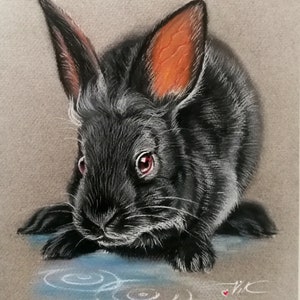 Black Rabbit Painting Original Art Animals Painting Wall Decor Art 12 X ...