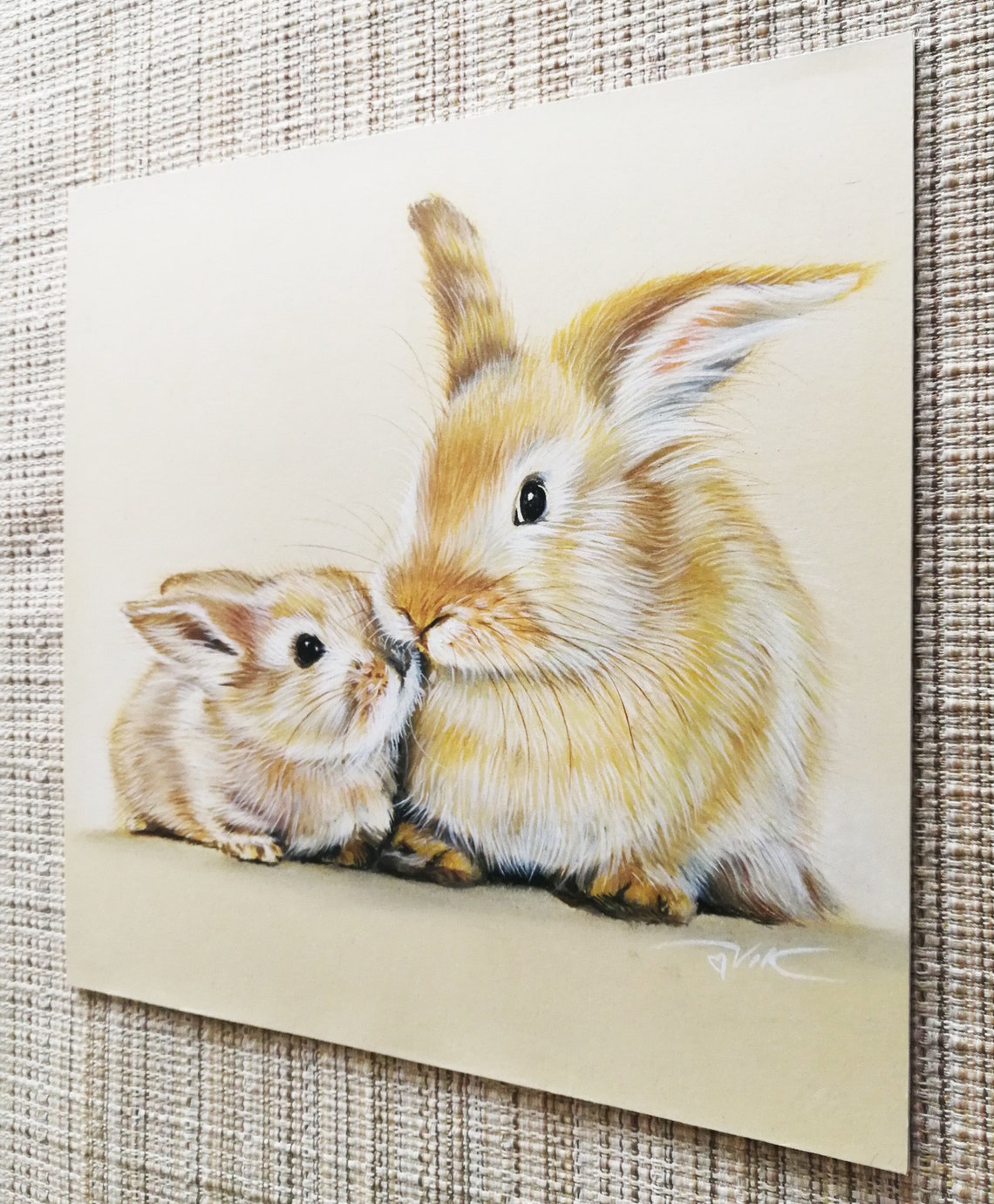 Rabbits Painting Original Art Animals Painting Wall Art 8 х 8 - Etsy