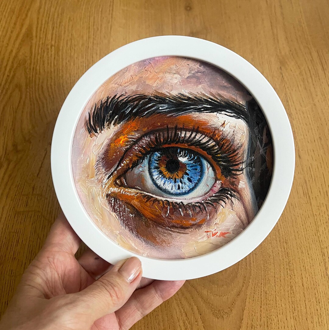 Eye Blue Oil Painting Original Art Wall Art 6x6 Inches - Etsy