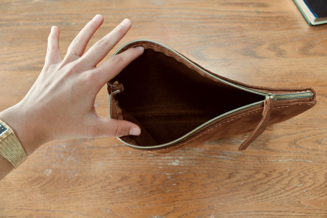 Large Leather Clutch - Etsy