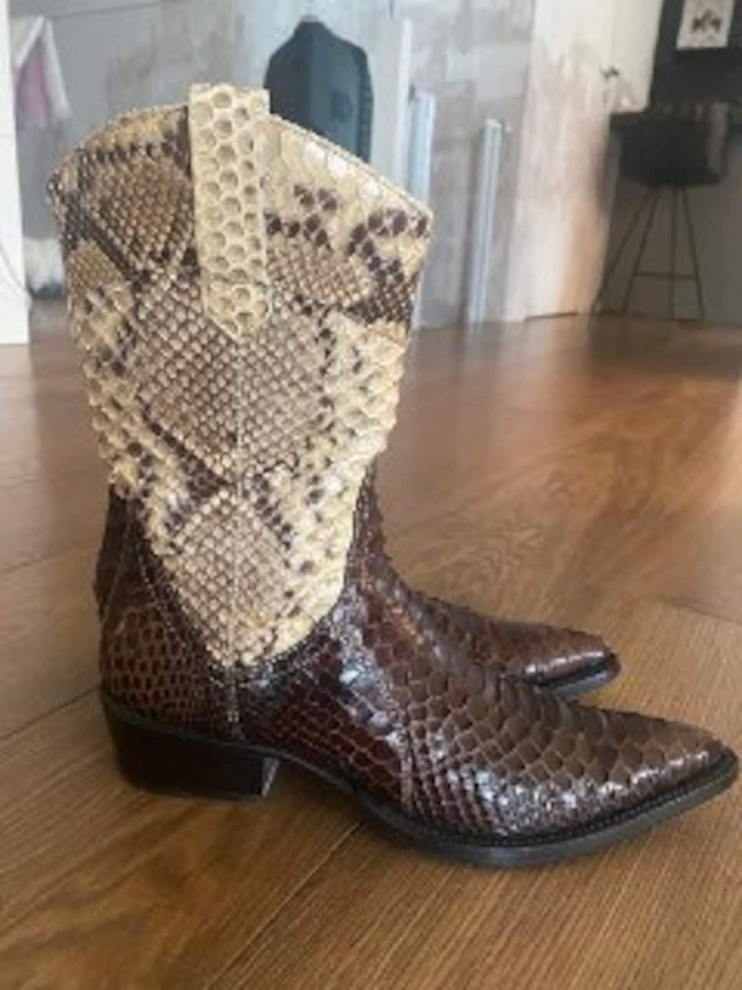 Python Leather Cowboy Boots in Perfect Condition - Etsy