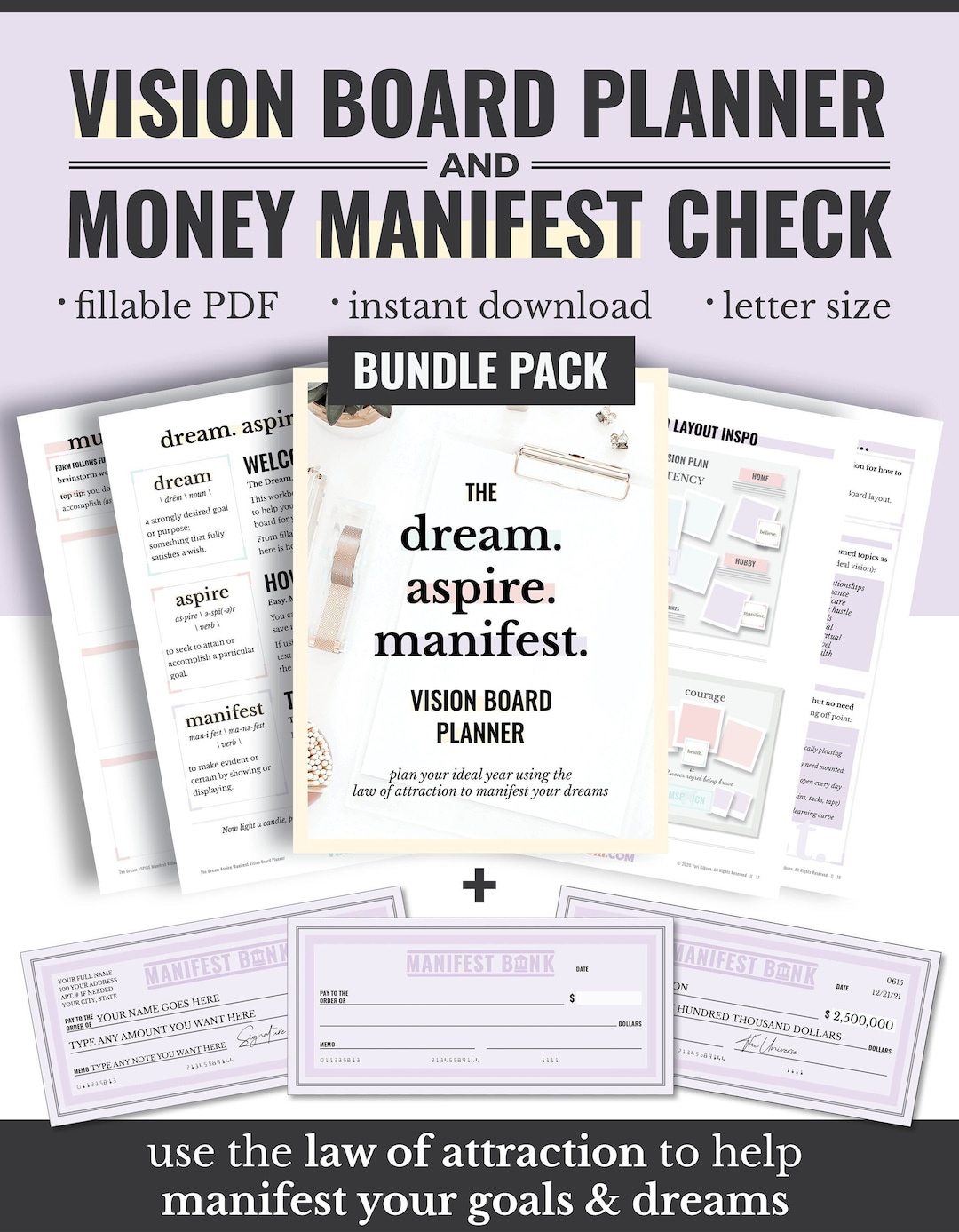 2024 Ultimate Vision Board Digital Life Planner Kit, Money Manifest ...