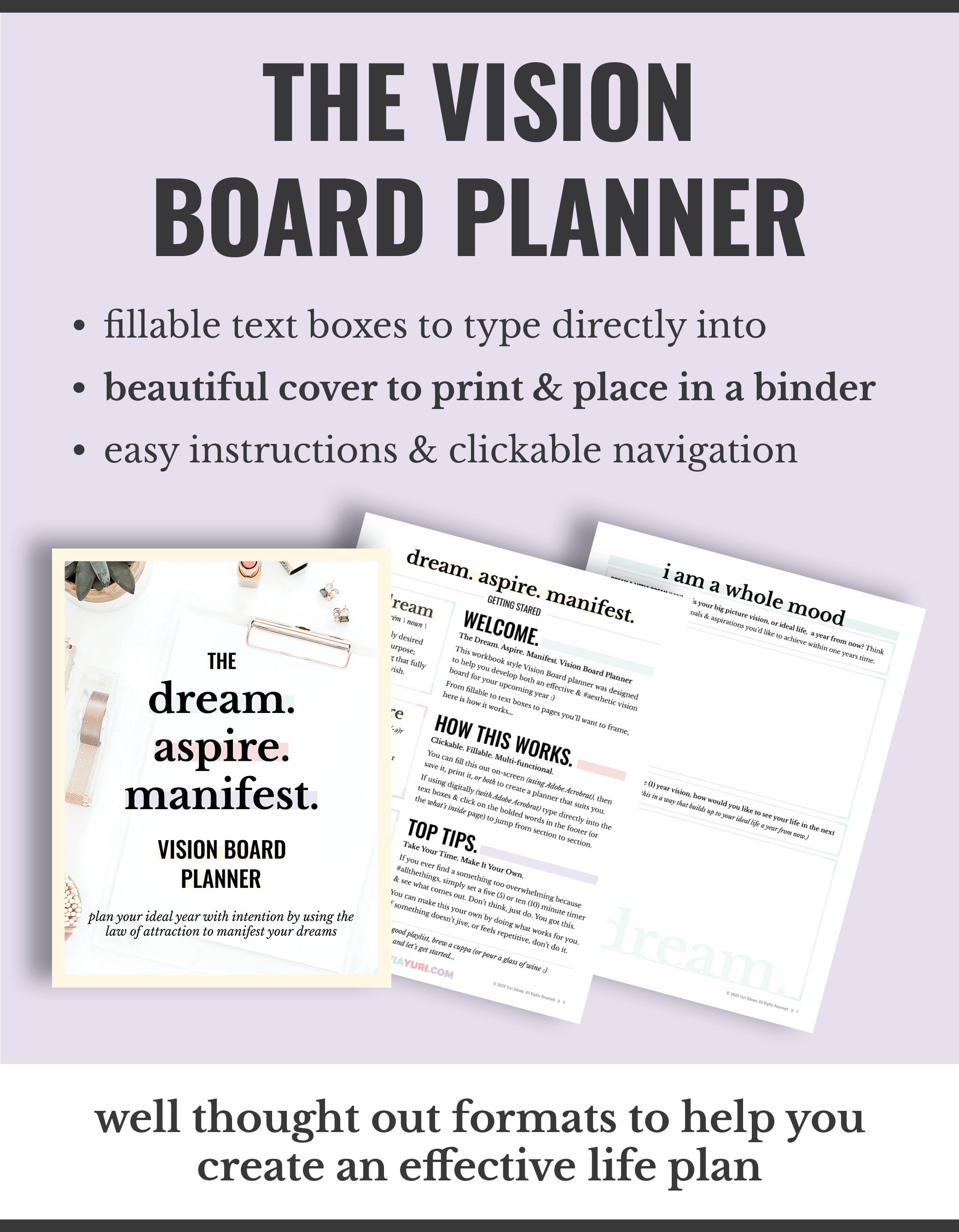 2024 Ultimate Vision Board Digital Life Planner Kit, Money Manifest ...
