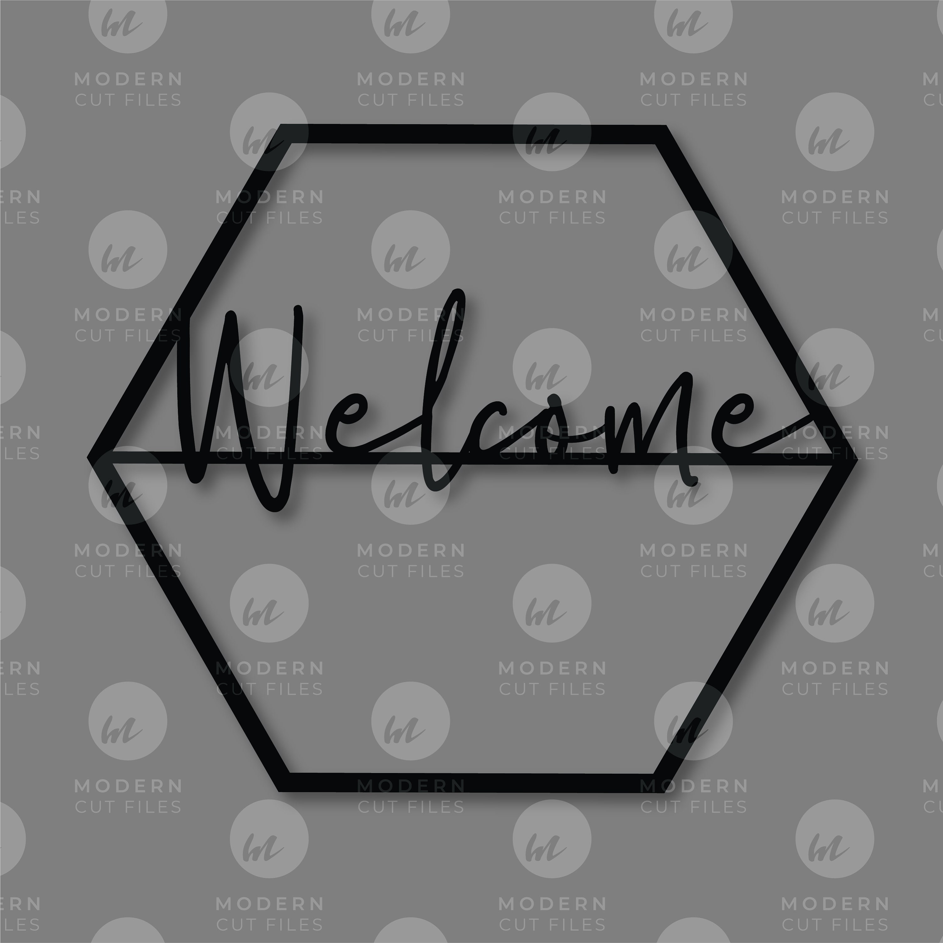 Hexagon Welcome Sign SVG // Hexagon Welcome Wreath SVG // Laser Cut ...