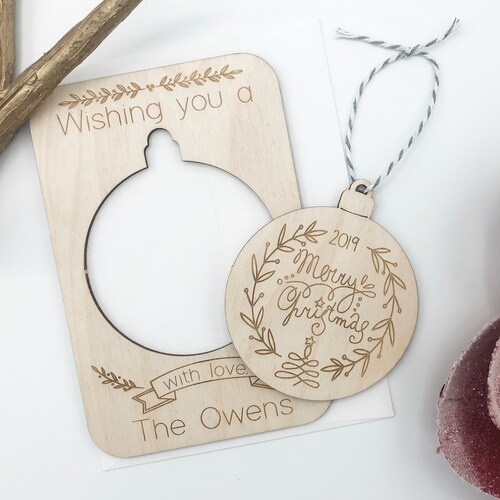 Holiday Card Svg//punch-out Ornament Card SVG // Laser Cut - Etsy