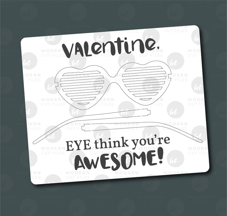 Valentines Card SVG// Punch-out Heart Glasses Card SVG// Laser Cut File ...