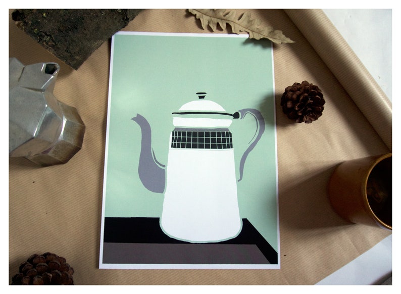 Retro Coffee Pot Art Print A4 Kitchen Print Graphic Art - Etsy