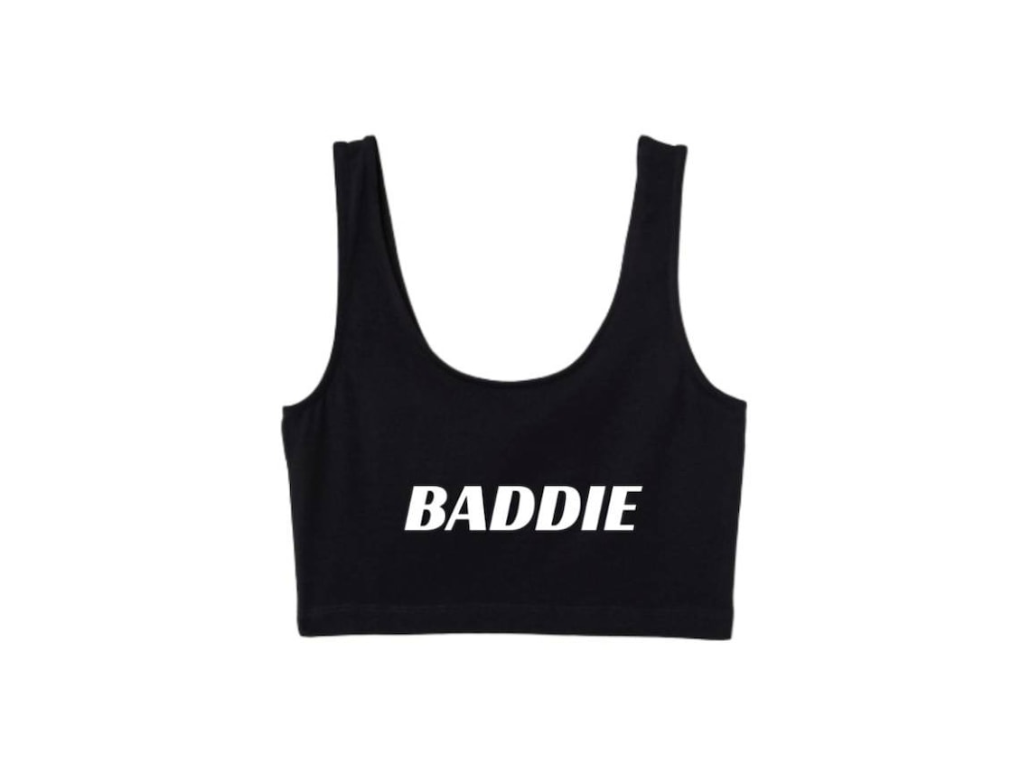 Black Baddie Logo Sleeveless Crop Top Shirt | Etsy