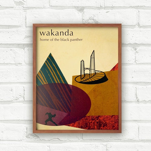 Black Panther Art Print Wakanda Travel Poster Mid Century - Etsy