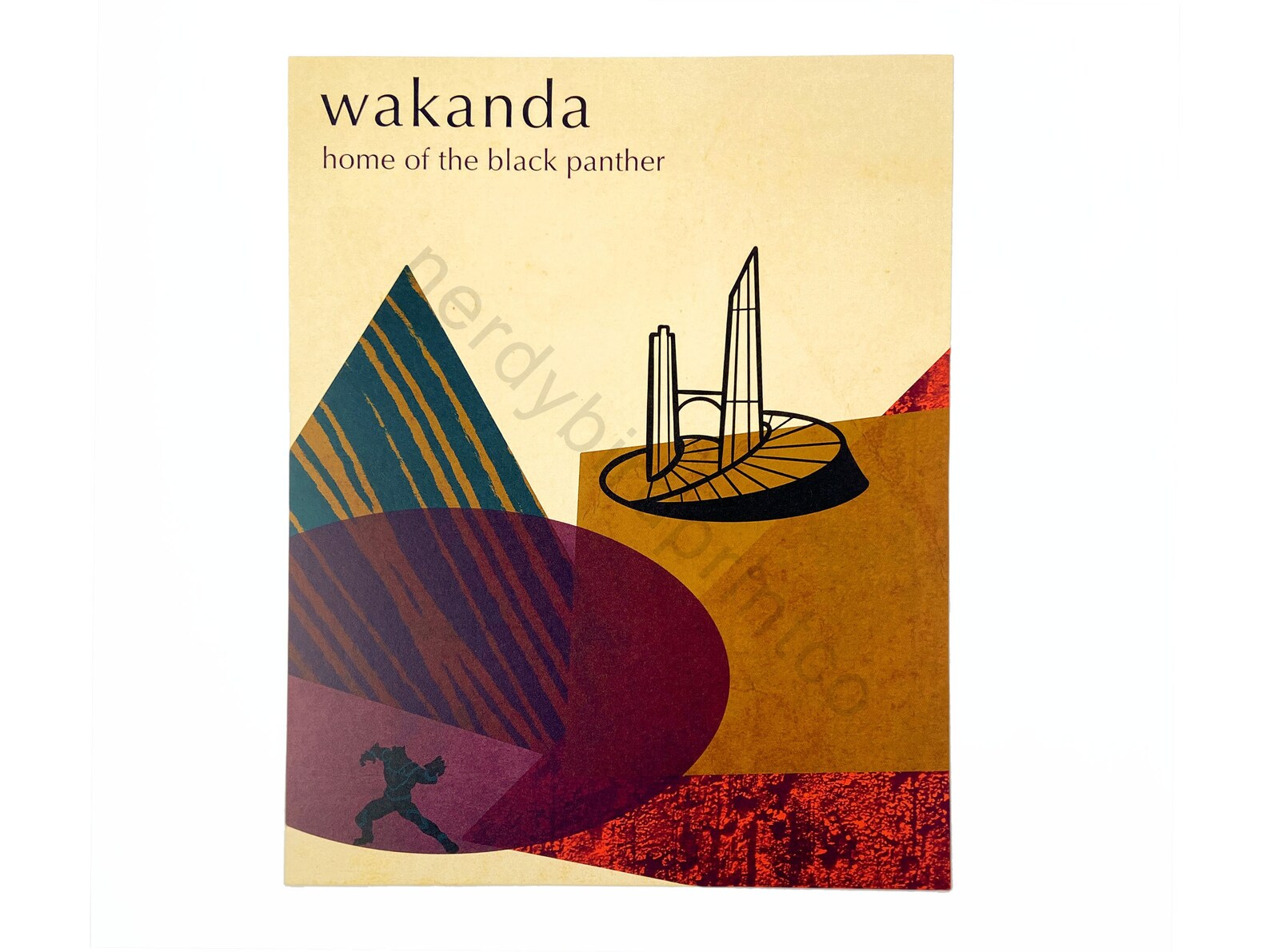 Black Panther Art Print Wakanda Travel Poster Mid Century | Etsy