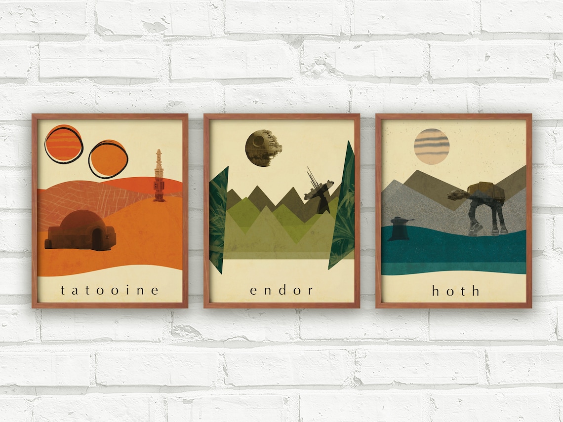 Star Wars Art Prints Set of 3 Travel Posters Mid Century - Etsy