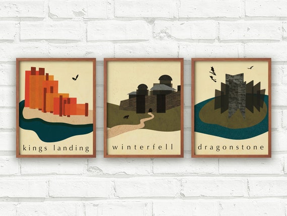Game of Thrones Art Prints Set of 3 Travel Posters Mid | Etsy