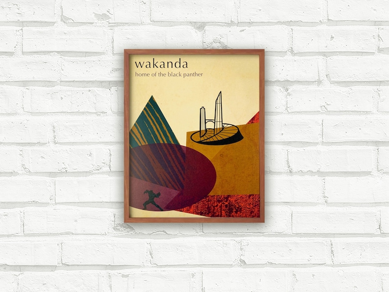 Black Panther Art Print Wakanda Travel Poster Mid Century | Etsy