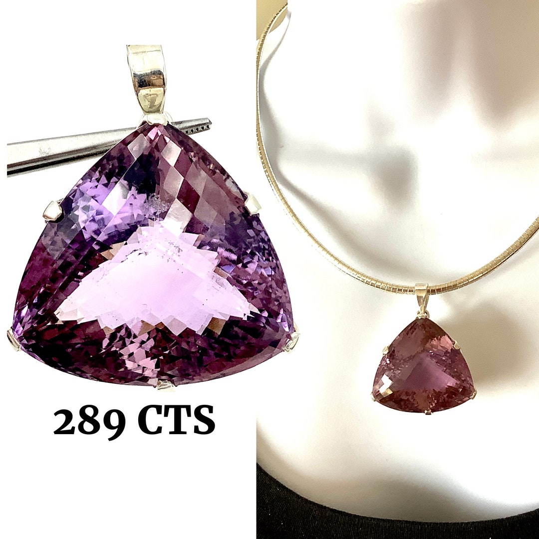 Amethyst Crystal Necklace Encoded to St Germain. Statement Necklace Silver Necklace Natural ...