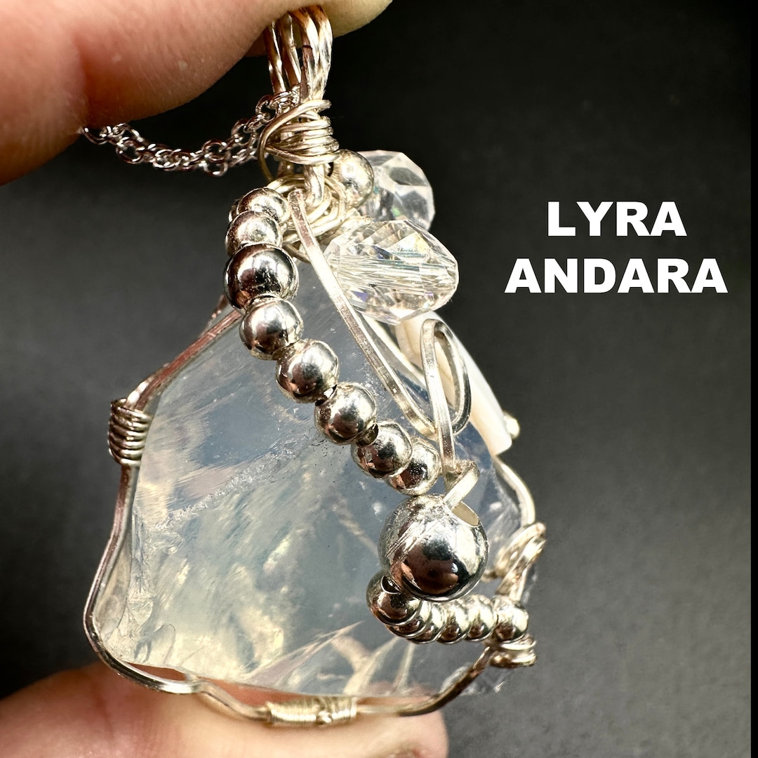 ANDARA CRYSTAL NECKLACE Encoded to Lyra Authentic Andara, Pearl Crescent Moon Healing Jewellery ...