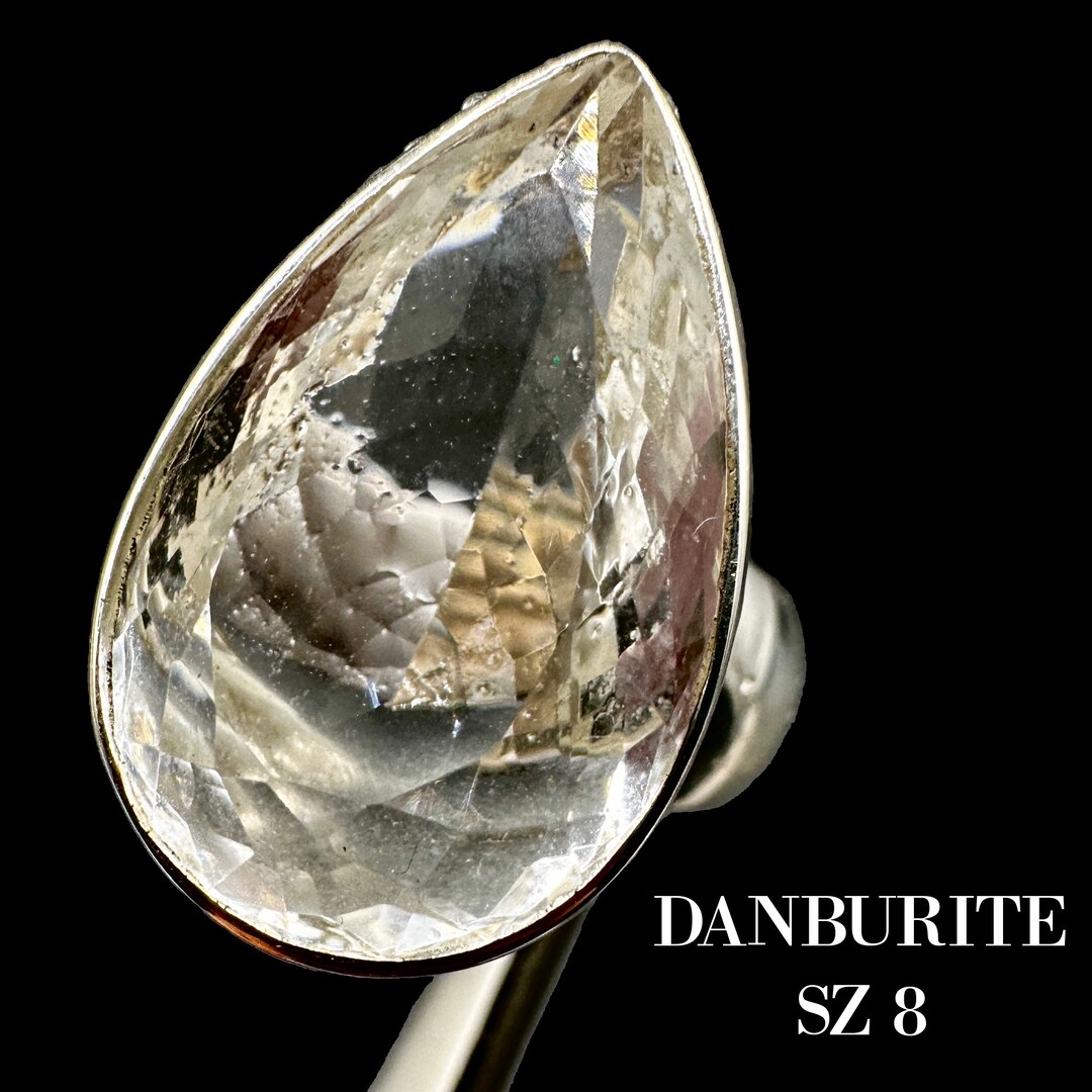 DANBURITE Crystal Ring Stone of Angels Sz 8 Blessed at Michael Vortex Silver Ring Women's Ring ...