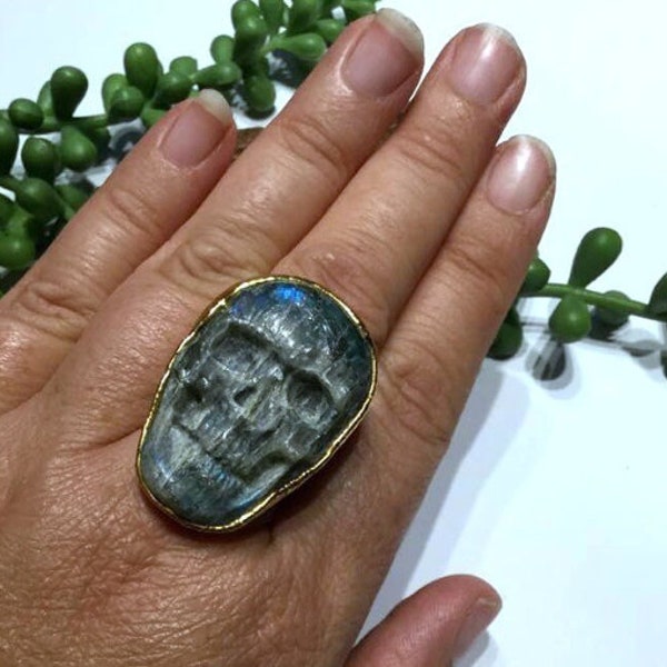 Crystal Skull Ring - Etsy
