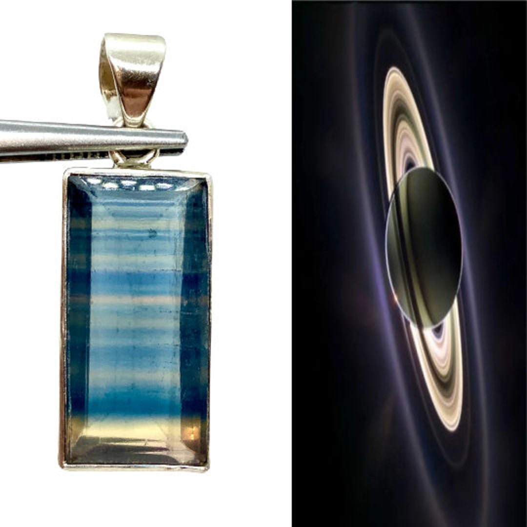 Fluorite Necklace. Rings of Saturn. Crystal Healing Jewelry - Etsy