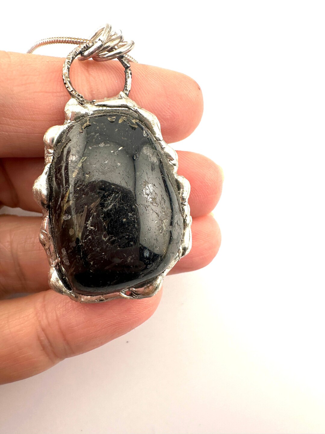 Nuummite Necklace Genuine Greenland Nuummite Pendant Sorcerer Stone ...