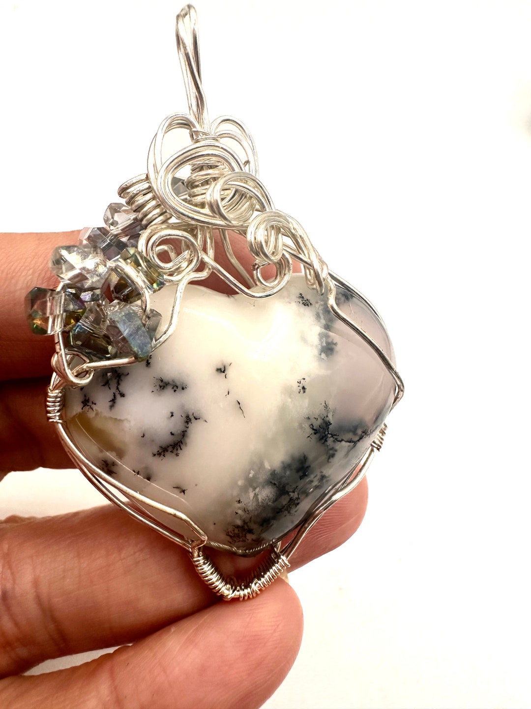 Merlinite Crystal Pendant. Crystal Heart for Empaths Crystal Encoded ...