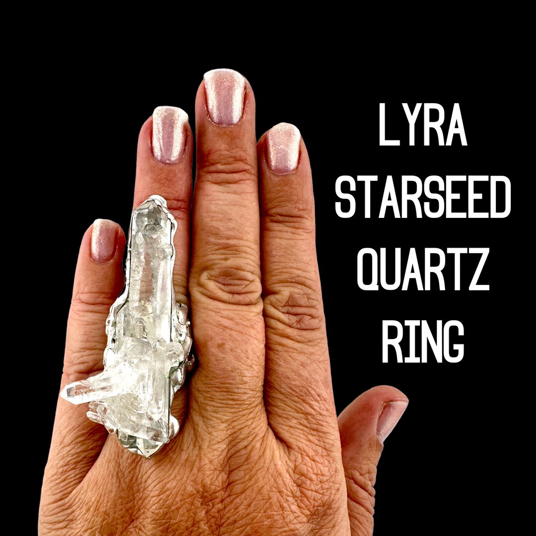 Clear Quartz Crystal Ring, Encoded to Lyra for Starseed Healing/downloads Handmade Jewellery ...