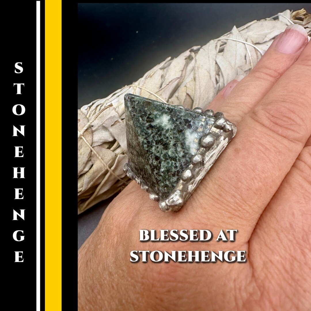 Stonehenge Preseli Bluestone Pyramid Ring Adjustable Sacred Crystal ...