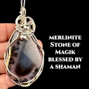 MERLINITE CRYSTAL NECKLACE Stone of Magic, Increase Intuition, Silver ...