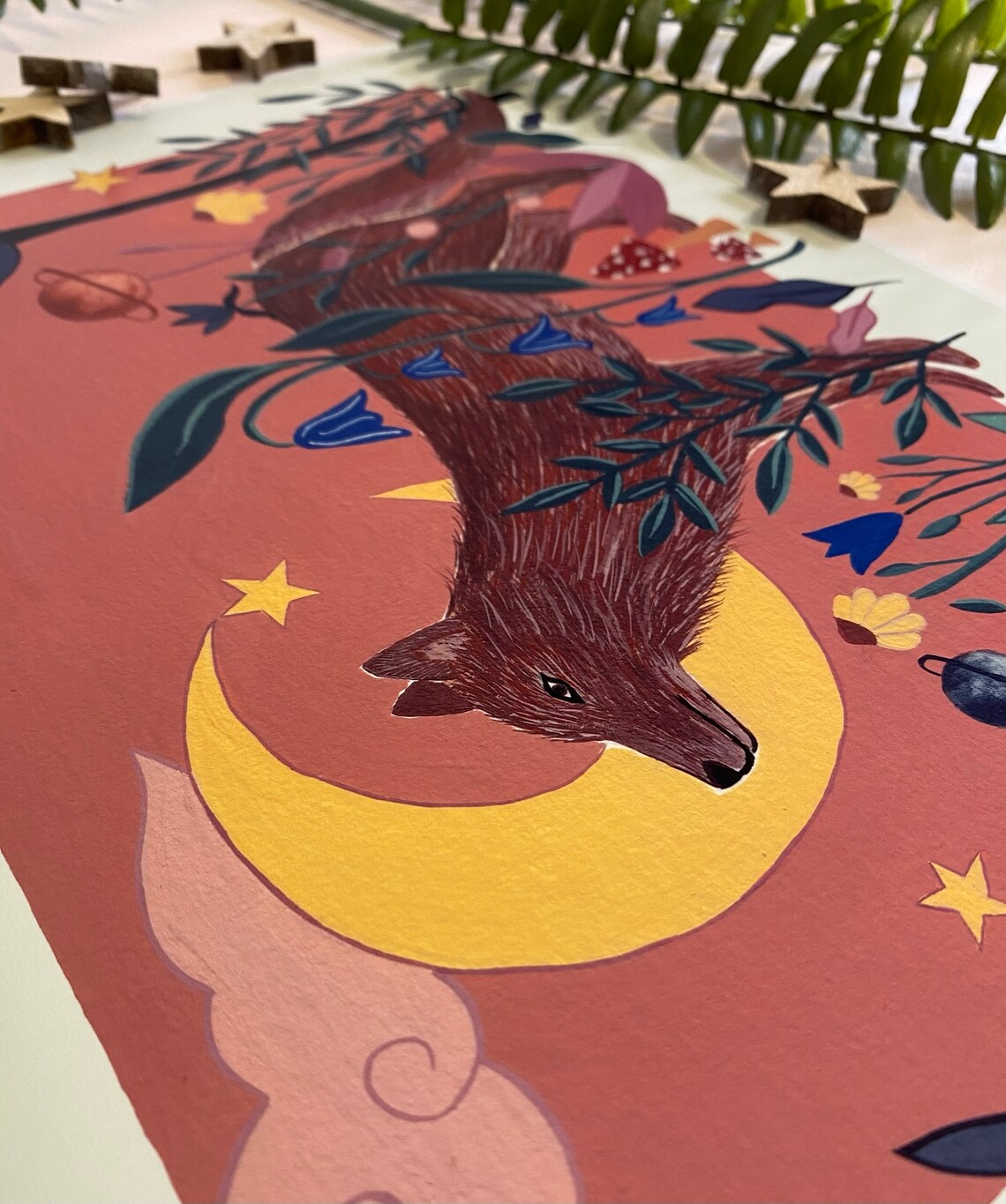 Wolf Art Print Animal Illustration Botanical Print Wall - Etsy