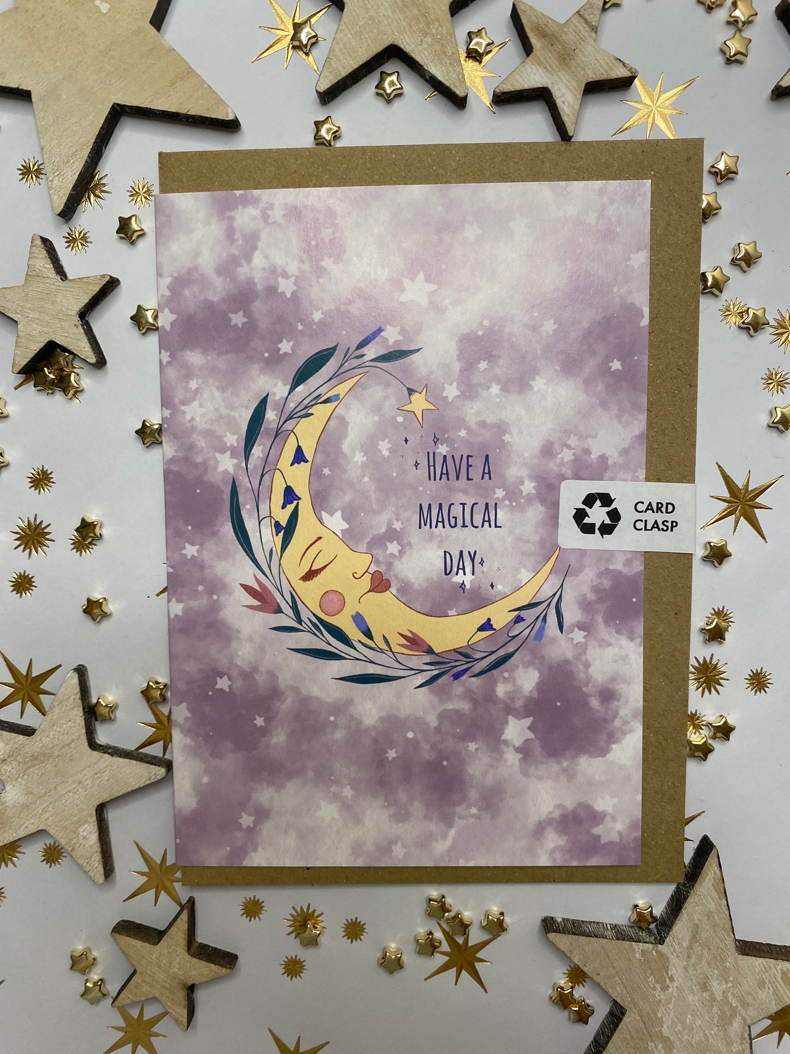 La Luna Celestial Moon Greetings Card Inspirational Quote Clouds and Stars Print Card - Etsy