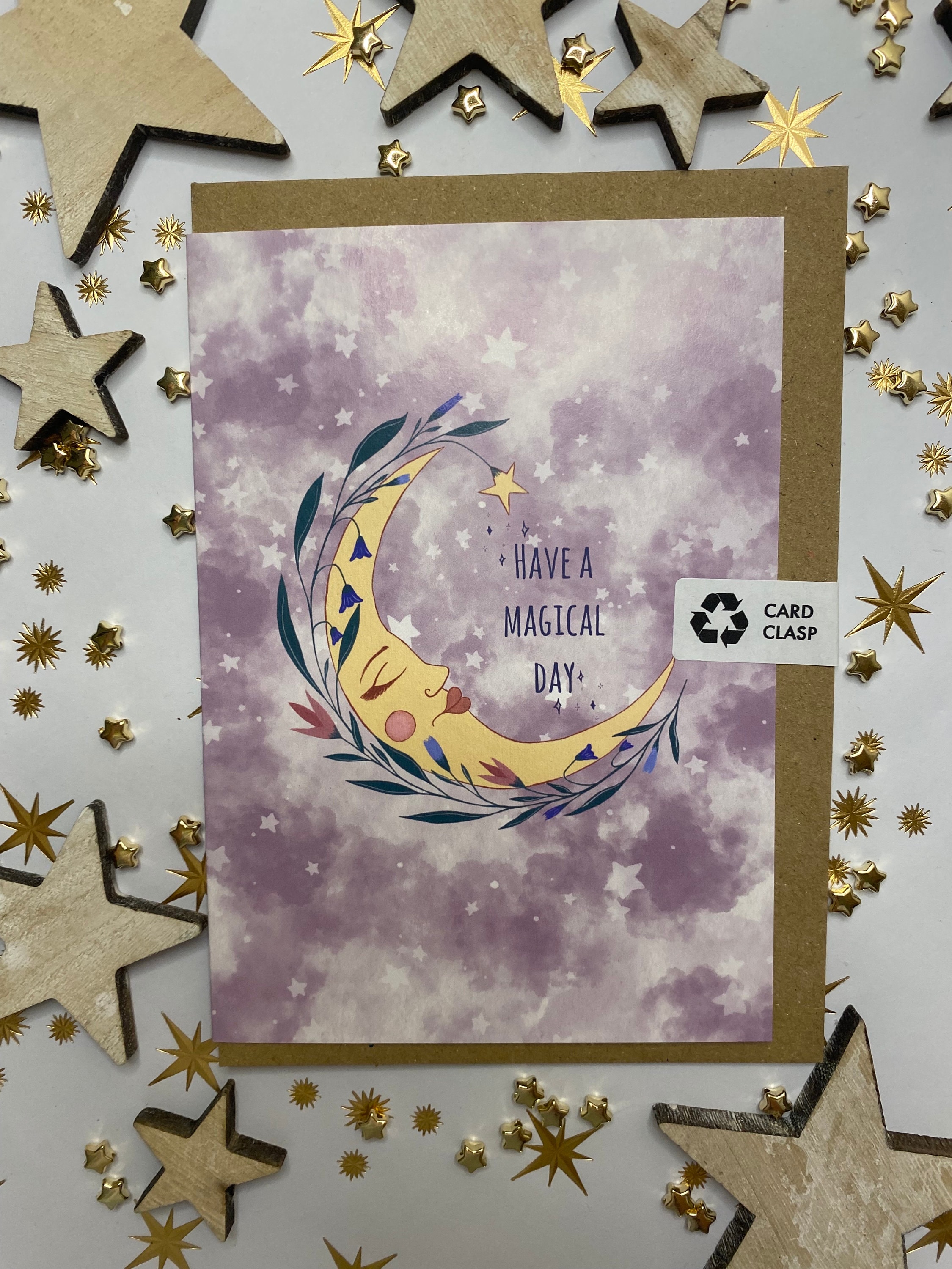 La Luna Celestial Moon Greetings Card Inspirational Quote Clouds and ...