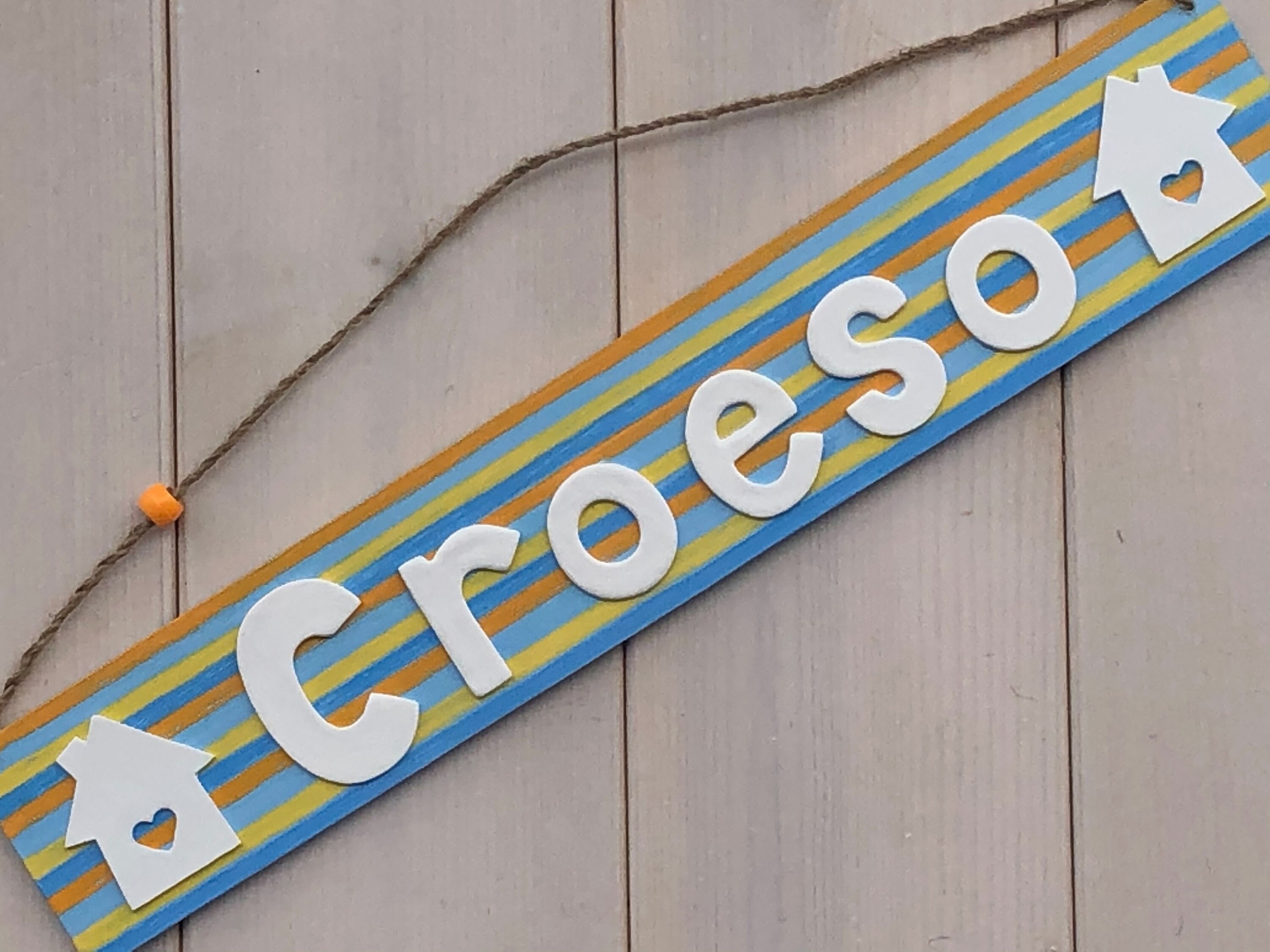 Welsh Hanging Door Sign croeso - Etsy UK