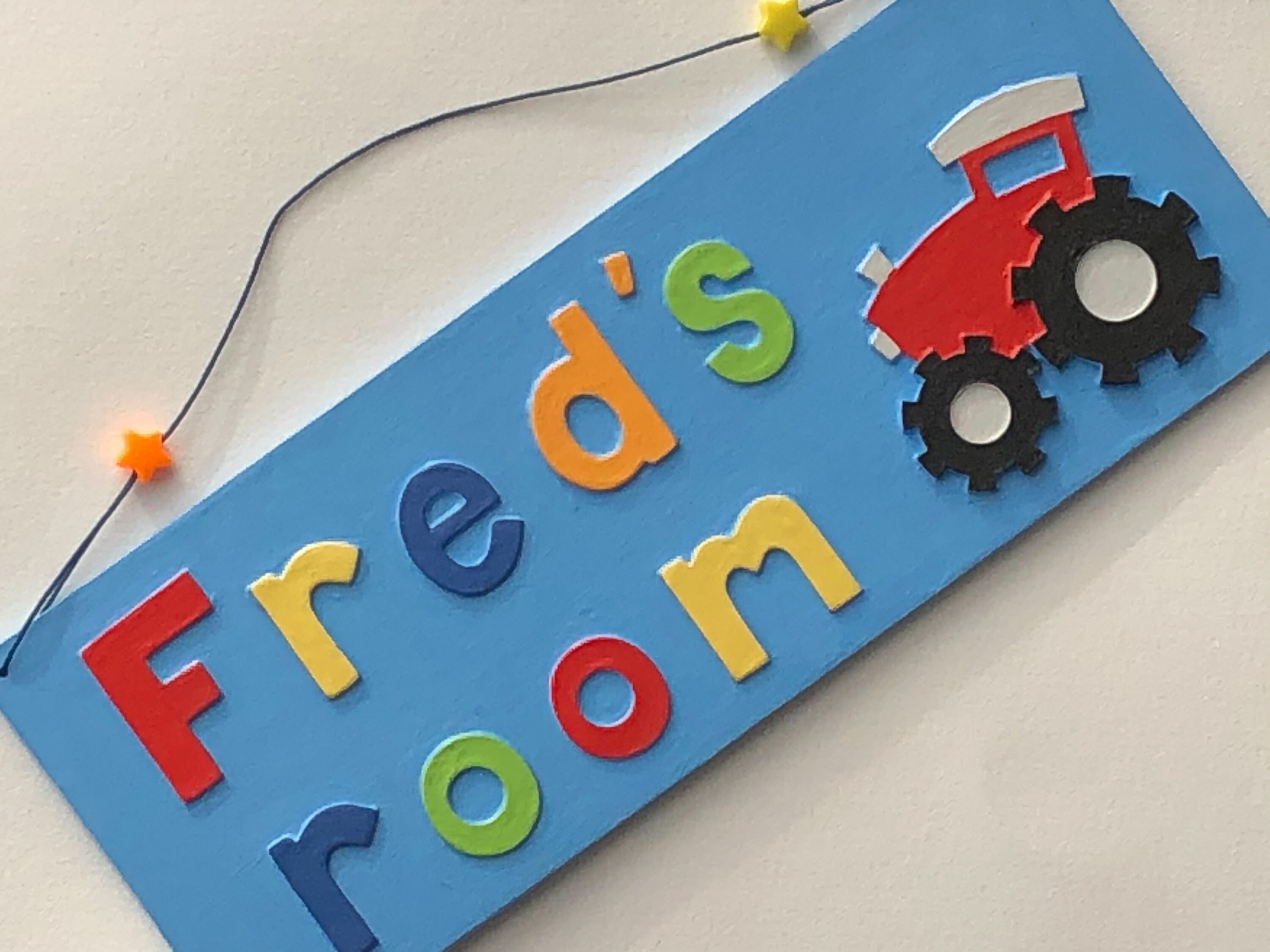 Any Name Tractor Themed Personalised Name Plate With Sky Blue ...