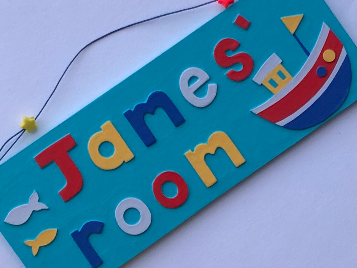 Any Name Boat Themed Personalised Name Plate With Sea Green - Etsy