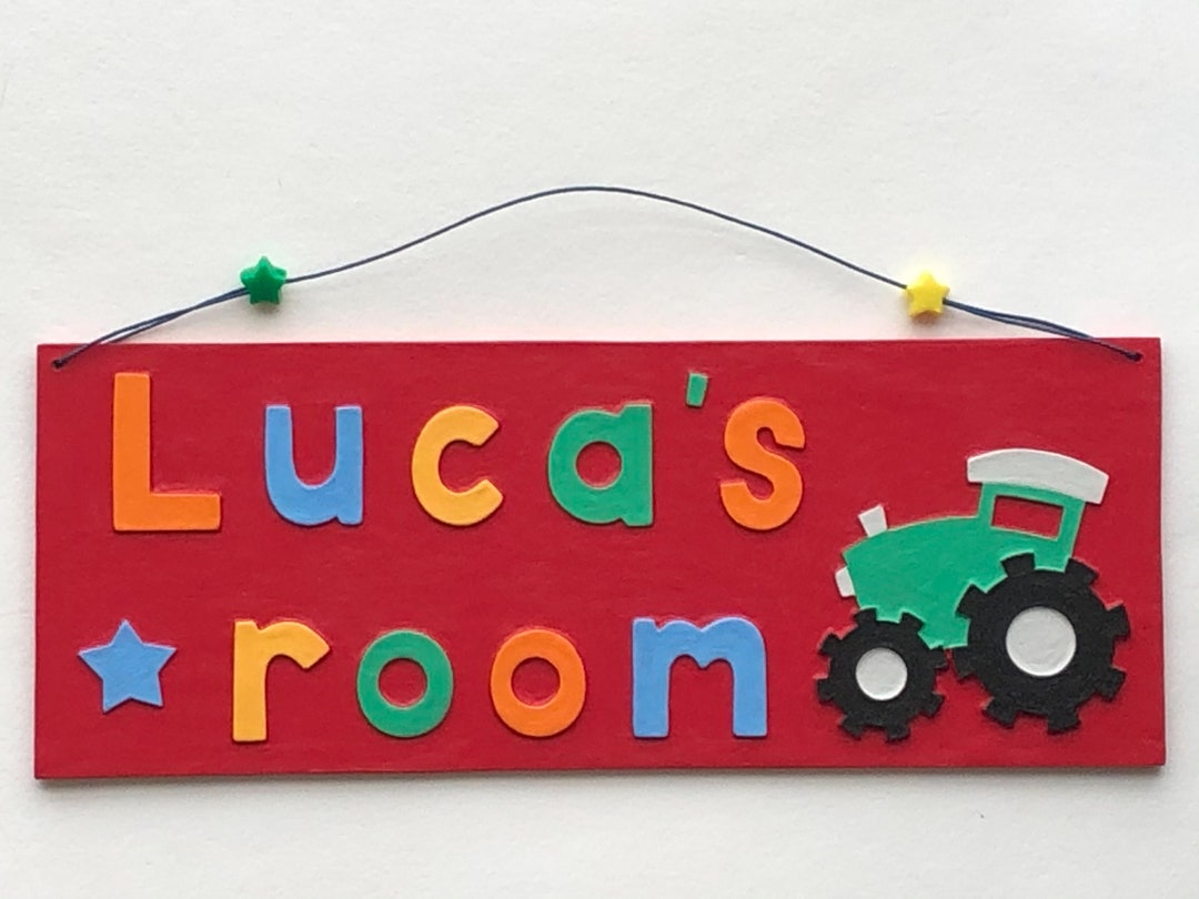 Any Name Tractor Themed Personalised Name Plate With Red Background. - Etsy