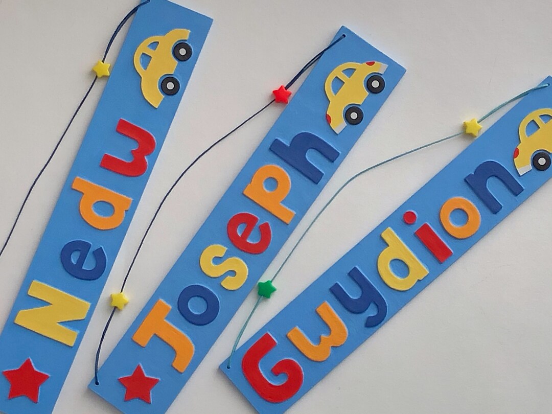 Any Name Sky Blue Name Plate With Yellow Car - Etsy