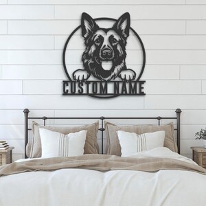 Custom GSD German Shepherd Metal Wall Art LED Light Personalized Dog ...