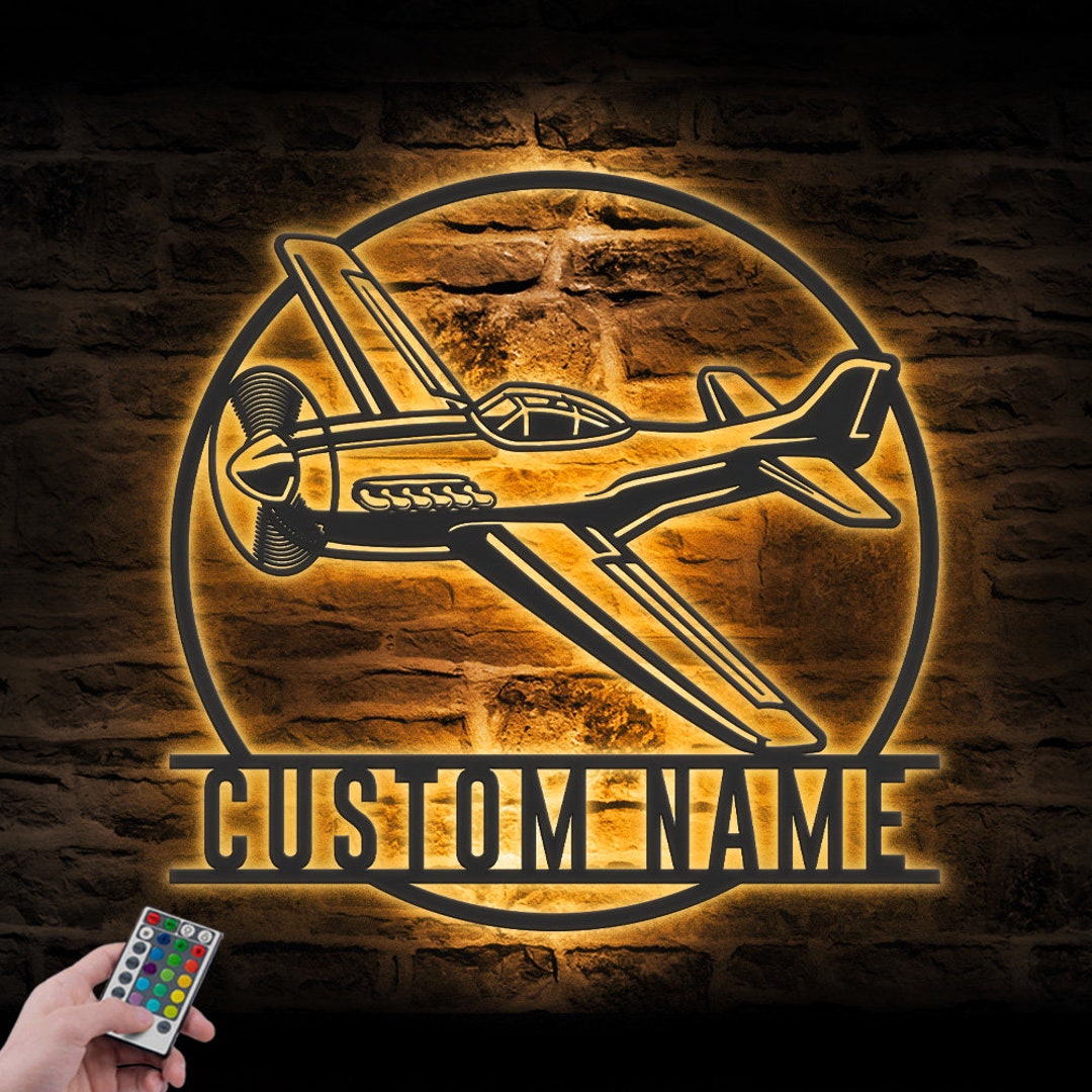 Custom Fighter Jet Pilot Metal Wall Art LED Light Personalized Aircraft ...