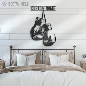 Custom Boxing Gloves Metal Wall Art With LED Light Personalized Boxer ...