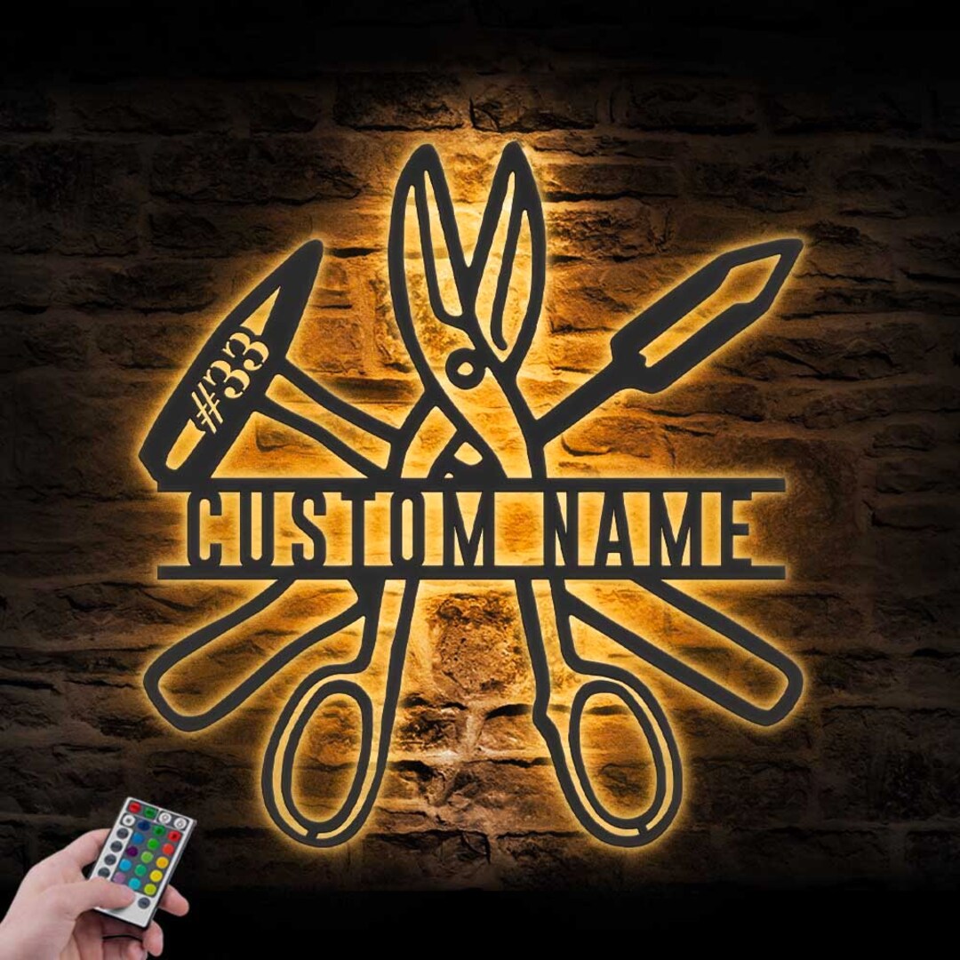 Custom Sheet Metal Workers Metal Wall Art LED Light Personalized ...