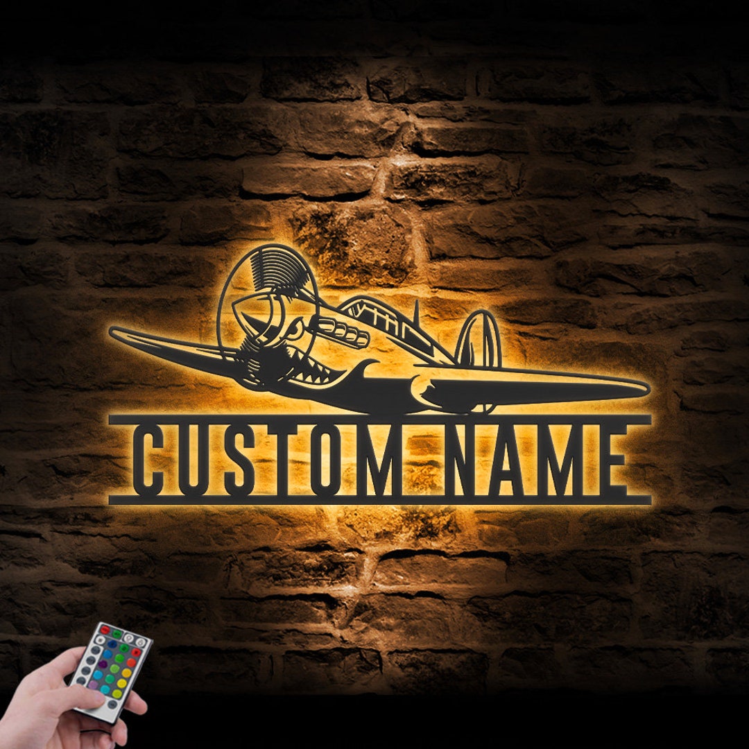 Custom Fighter Jet Pilot Metal Wall Art LED Light Personalized Aircraft ...