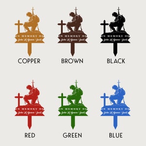 Custom Soldier Kneeling Metal Memorial Stake Personalized Veteran Army ...