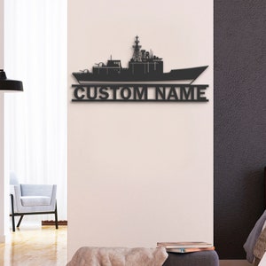 Custom Military Ship Metal Wall Art LED Light Personalized Army Vehicle ...