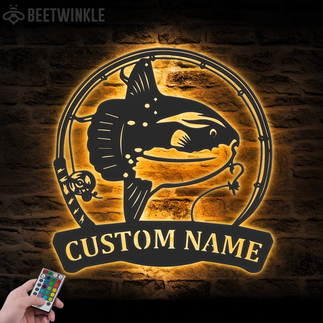 Custom Ocean Sunfish Fishing Metal Wall Art LED Light Personalized ...