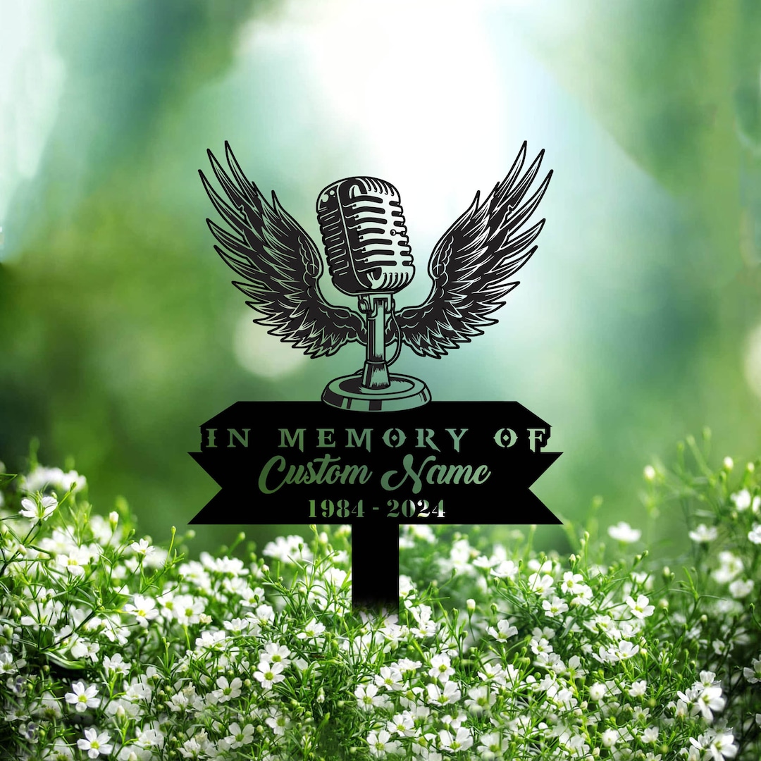 Custom Microphone With Wings Metal Memorial Stake Personalized Singer ...