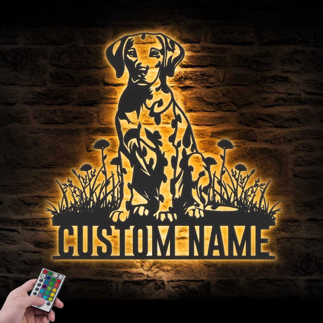 Custom Dalmatian Metal Wall Art LED Light Personalized Dog Lover Name ...