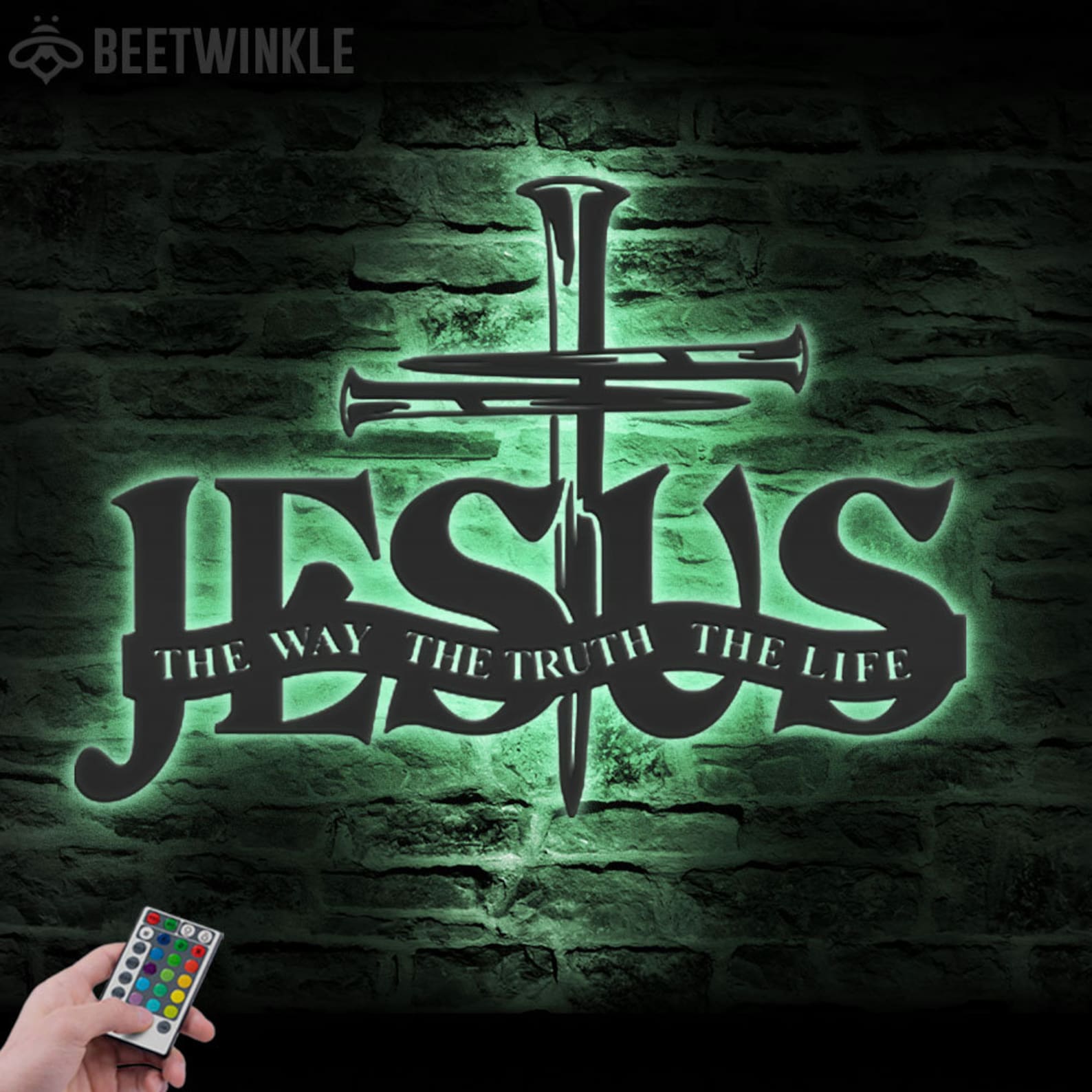 Jesus the Way the Truth the Life Metal Wall Art LED Light Christ Sign ...